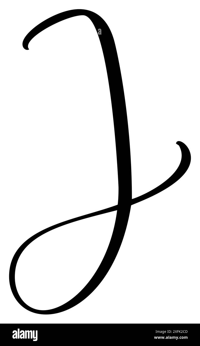 Vector calligraphy hand drawn letter J drop cap. Script font logo icon. Handwritten brush style ...