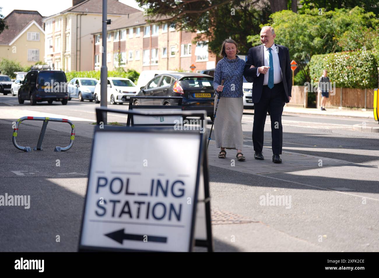 Liberal Democrat leader Sir Ed Davey and his wife Emily Gasson arrive ...
