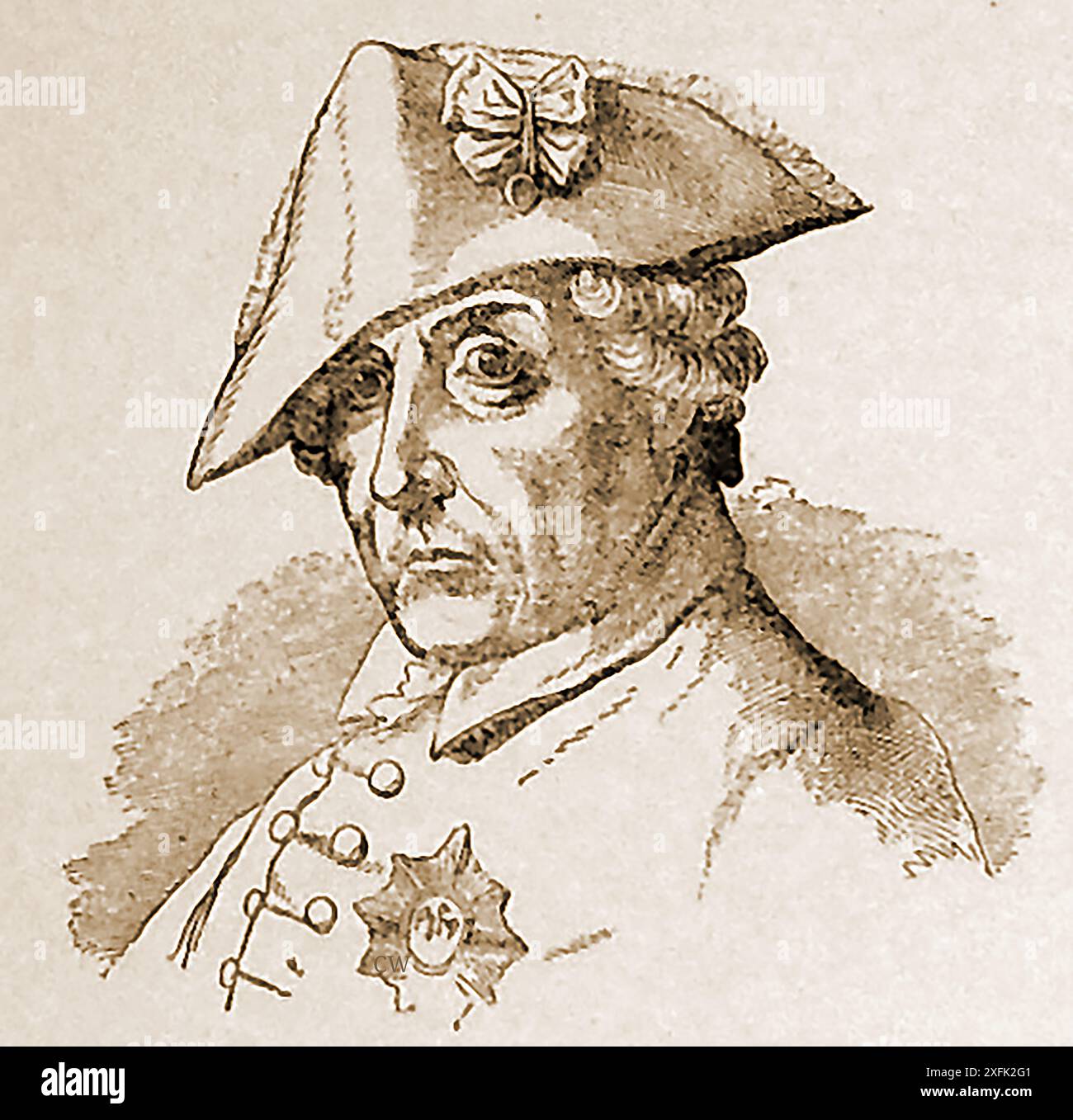 A 19th century engraved portrait of Frederick the Great, self declared ...