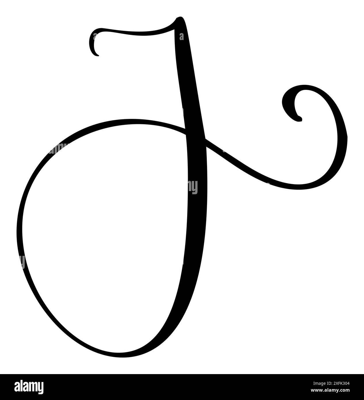 Hand drawn vector calligraphy letter J. Script capital font logo. Handwritten brush style ...