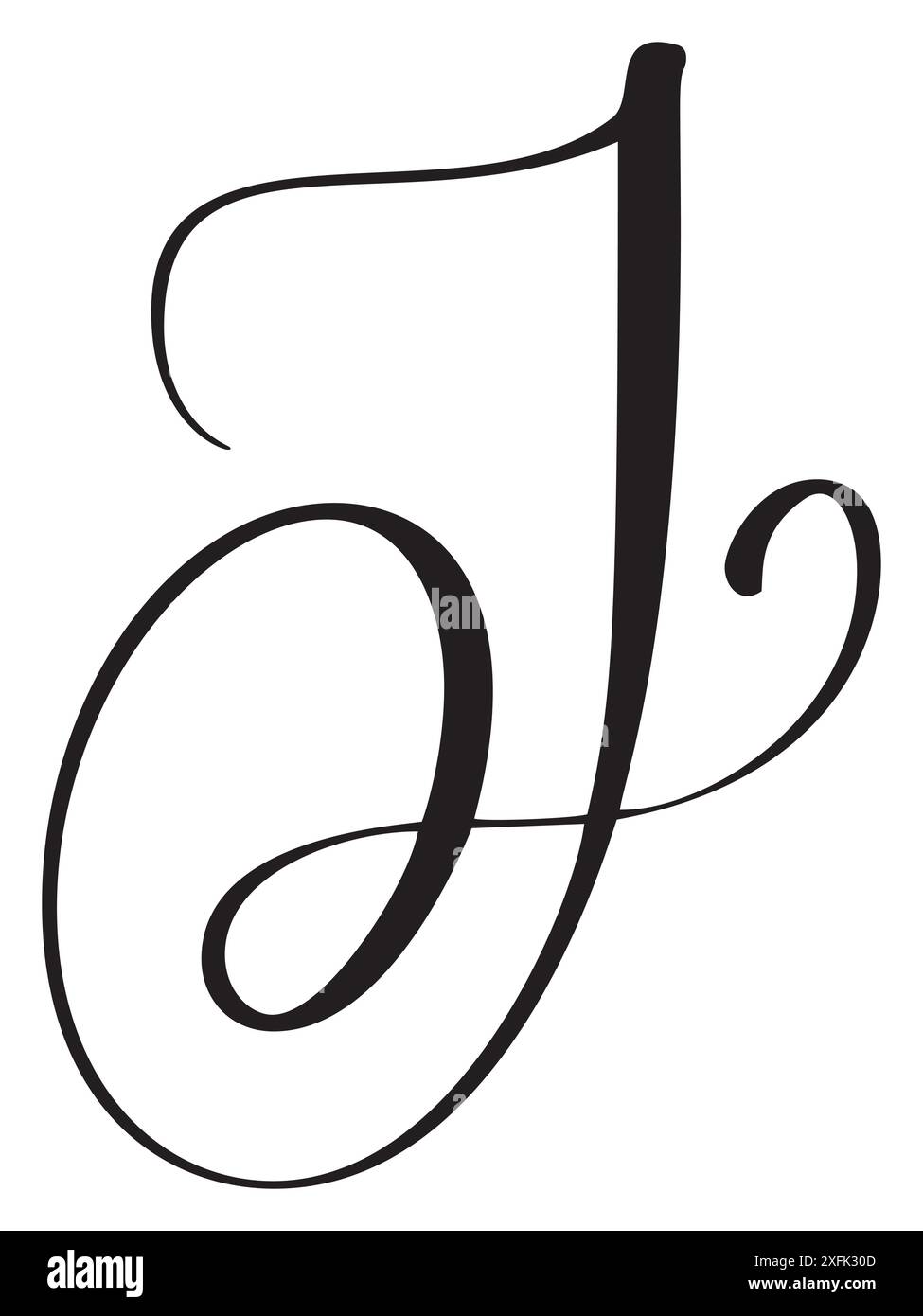 Vector calligraphy hand drawn letter J drop cap. Script font logo icon. Handwritten brush style ...