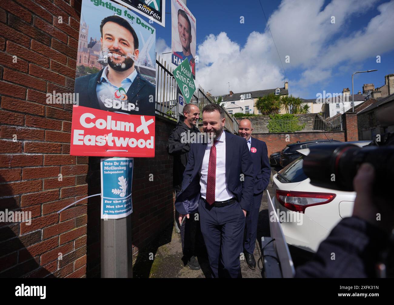 SDLP leader Colum Eastwood arrives to cast his vote in the 2024 General ...