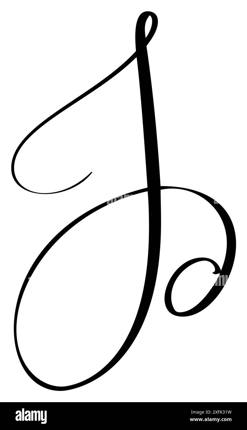 Hand drawn vector calligraphy letter J. Script capital font logo ...