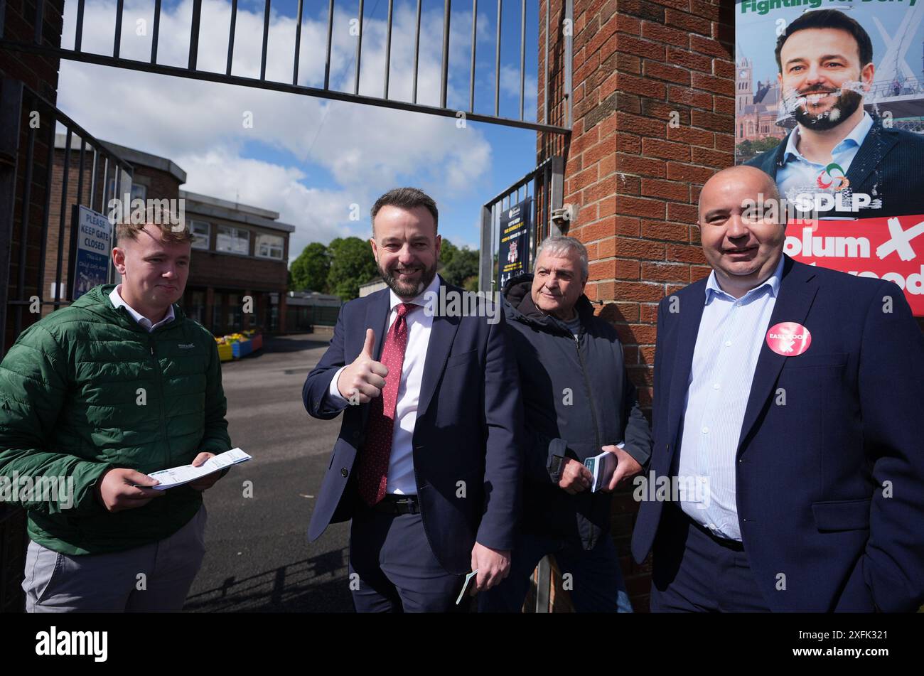 SDLP leader Colum Eastwood arrives to cast his vote in the 2024 General ...