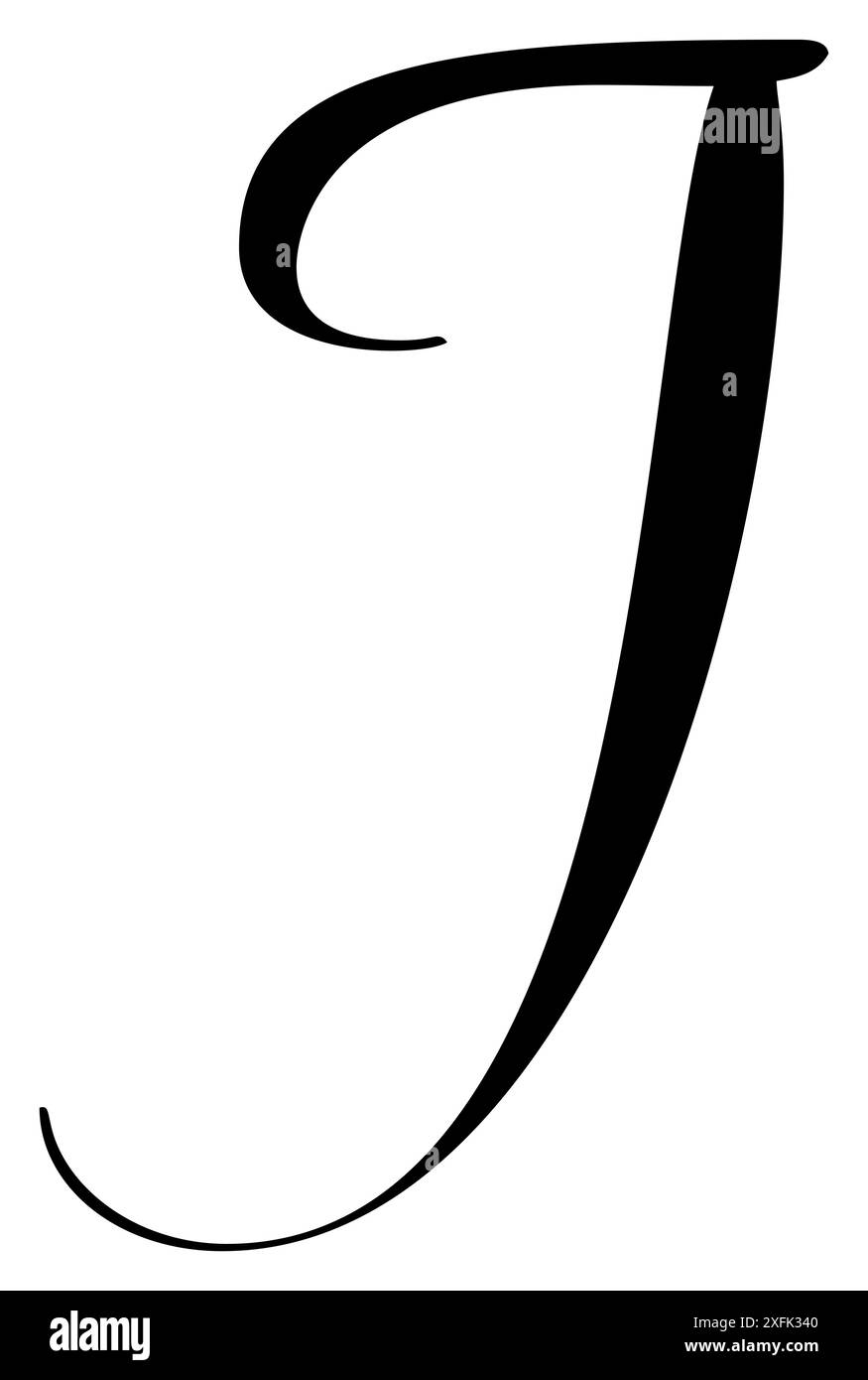Hand drawn vector calligraphy letter J. Script capital font logo. Handwritten brush style ...