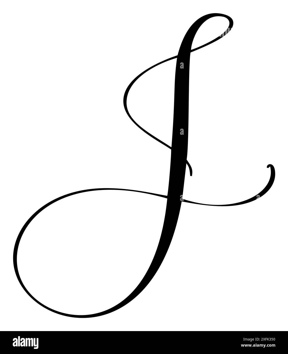 Hand drawn vector calligraphy letter J. Script capital font logo. Handwritten brush style ...