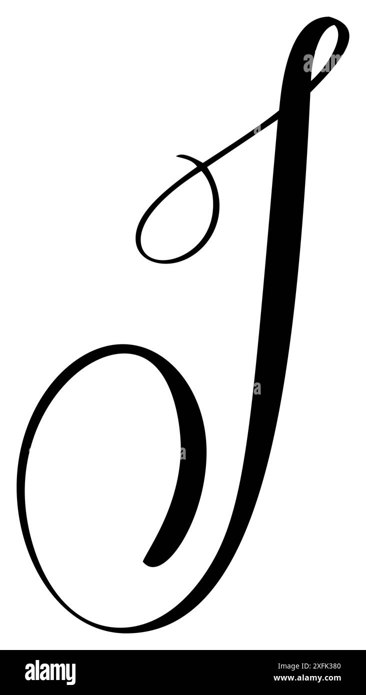 Vector calligraphy hand drawn letter J icon logo. Script font ...