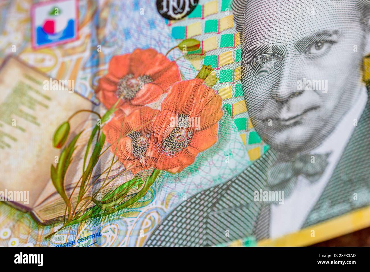 LEI money banknotes, detail photo of RON. Romanian currency Stock Photo ...