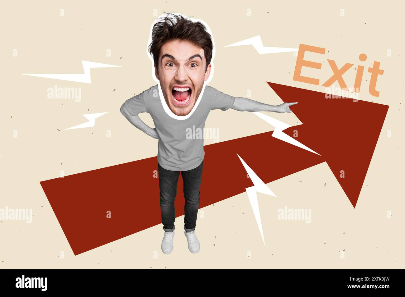 Collage artwork graphics picture of furious angry guy shouting you ...