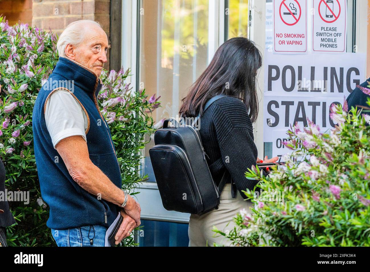 London, UK. 4th July, 2024. Actor Charles dance casts his vote - Before ...