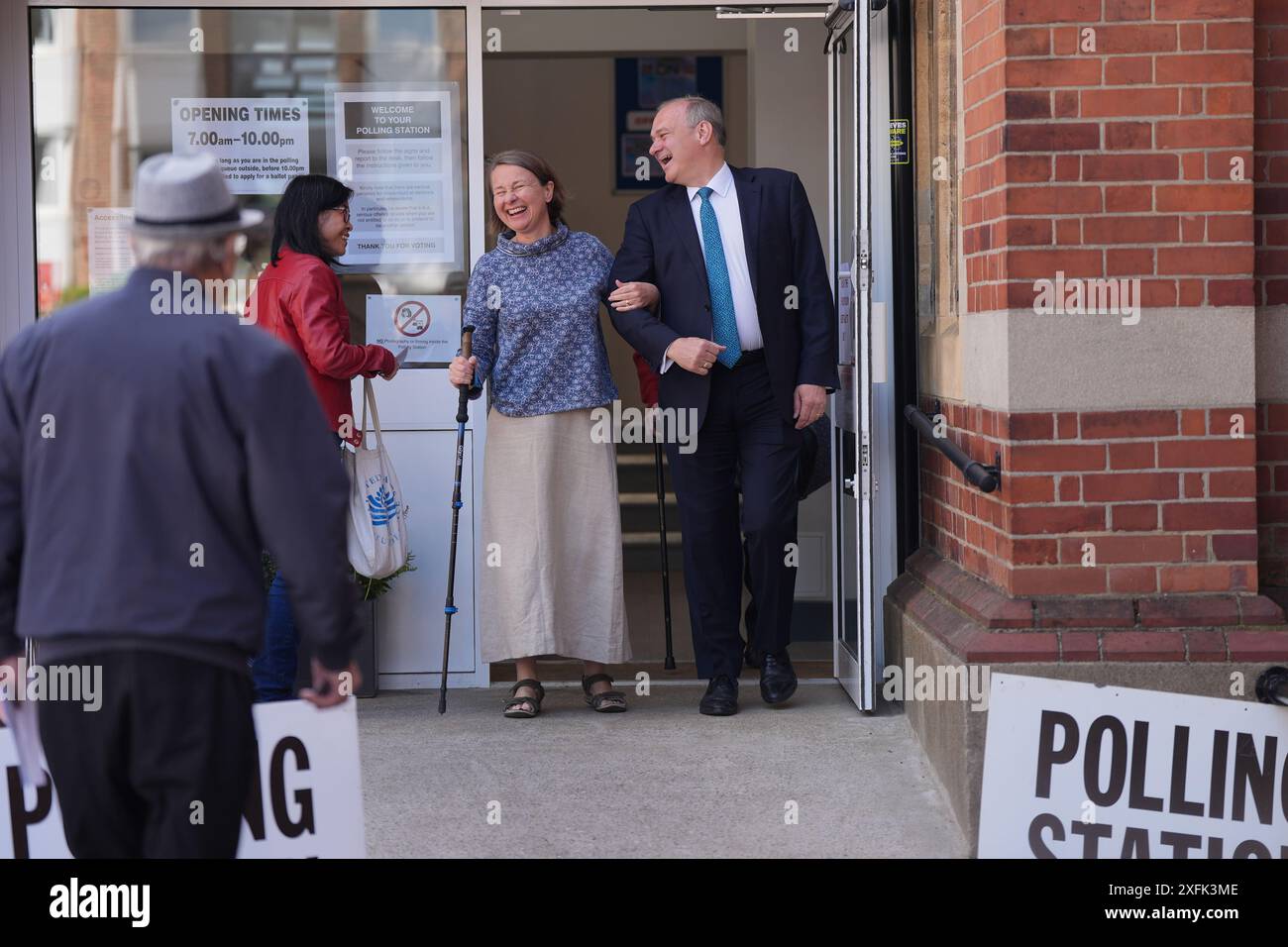 Liberal Democrat leader Sir Ed Davey and his wife Emily Gasson leave ...