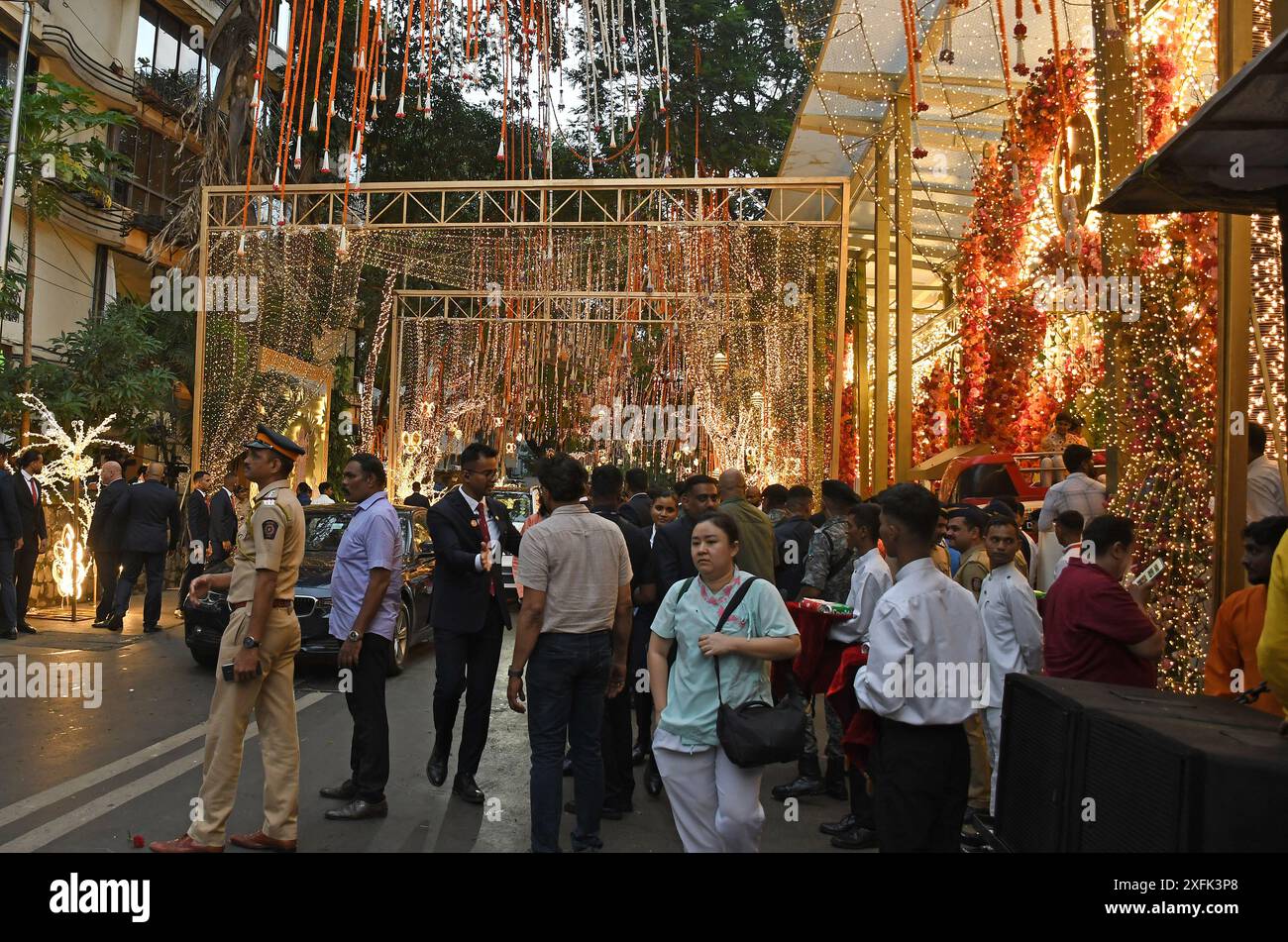 Decoration is seen outside Nita and Mukesh Ambani's residence 'Anitlia ...