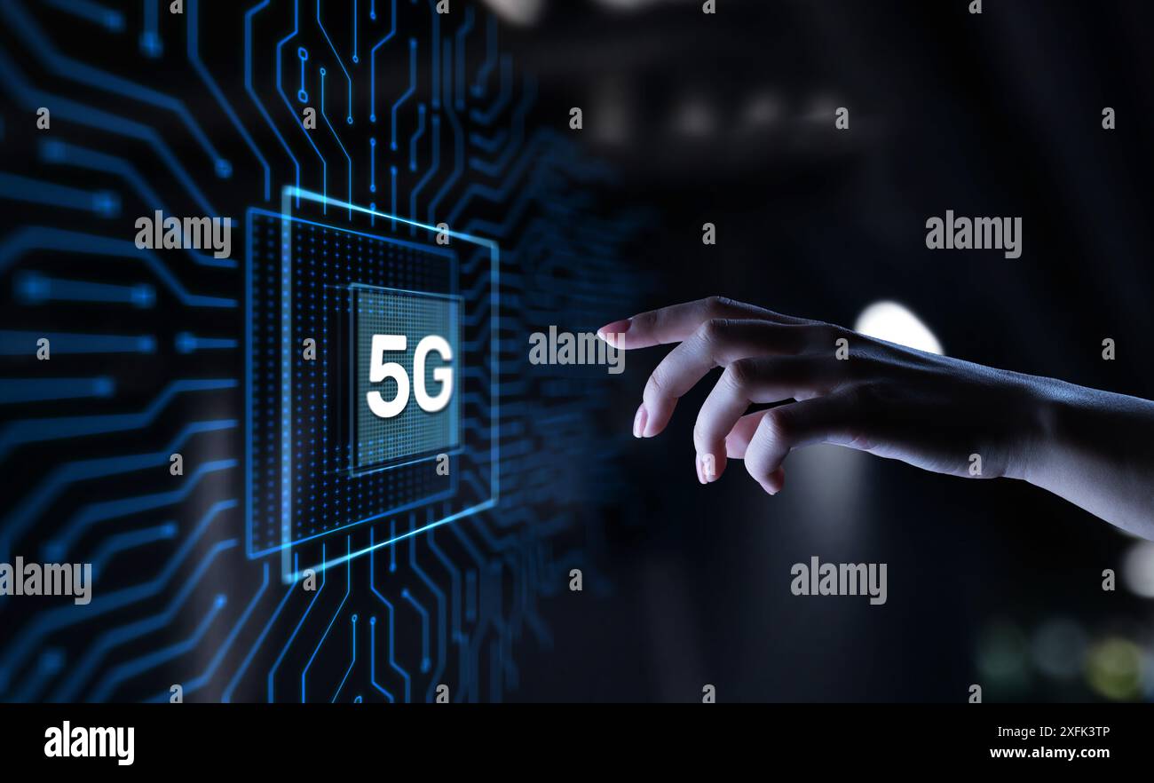 5G Fifth generation of mobile internet. Fast connection ...