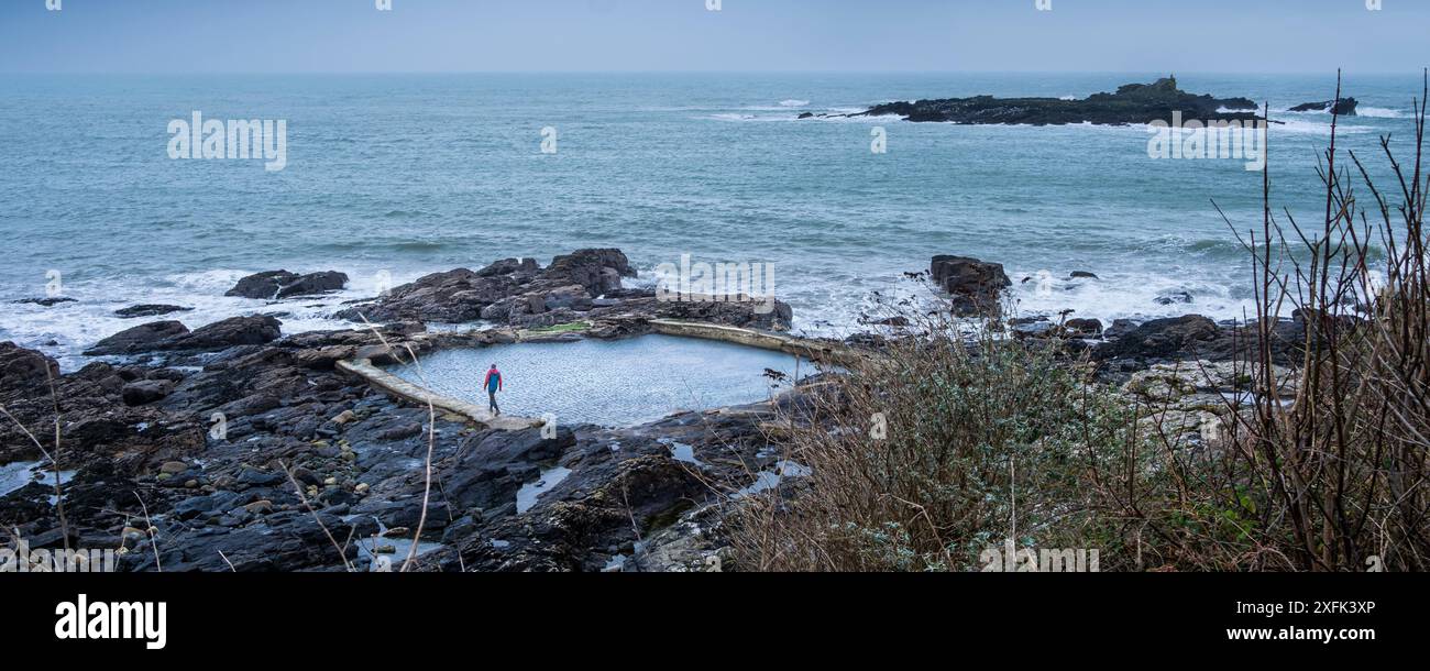 A panoramic image of the large shallow historic tidal pool on the rocky ...