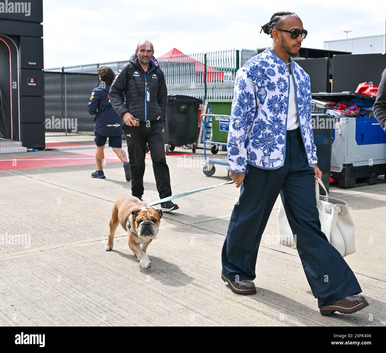 Towcester, UK. 04th July, 2024. Lewis HAMILTON arrives at the Paddock ...