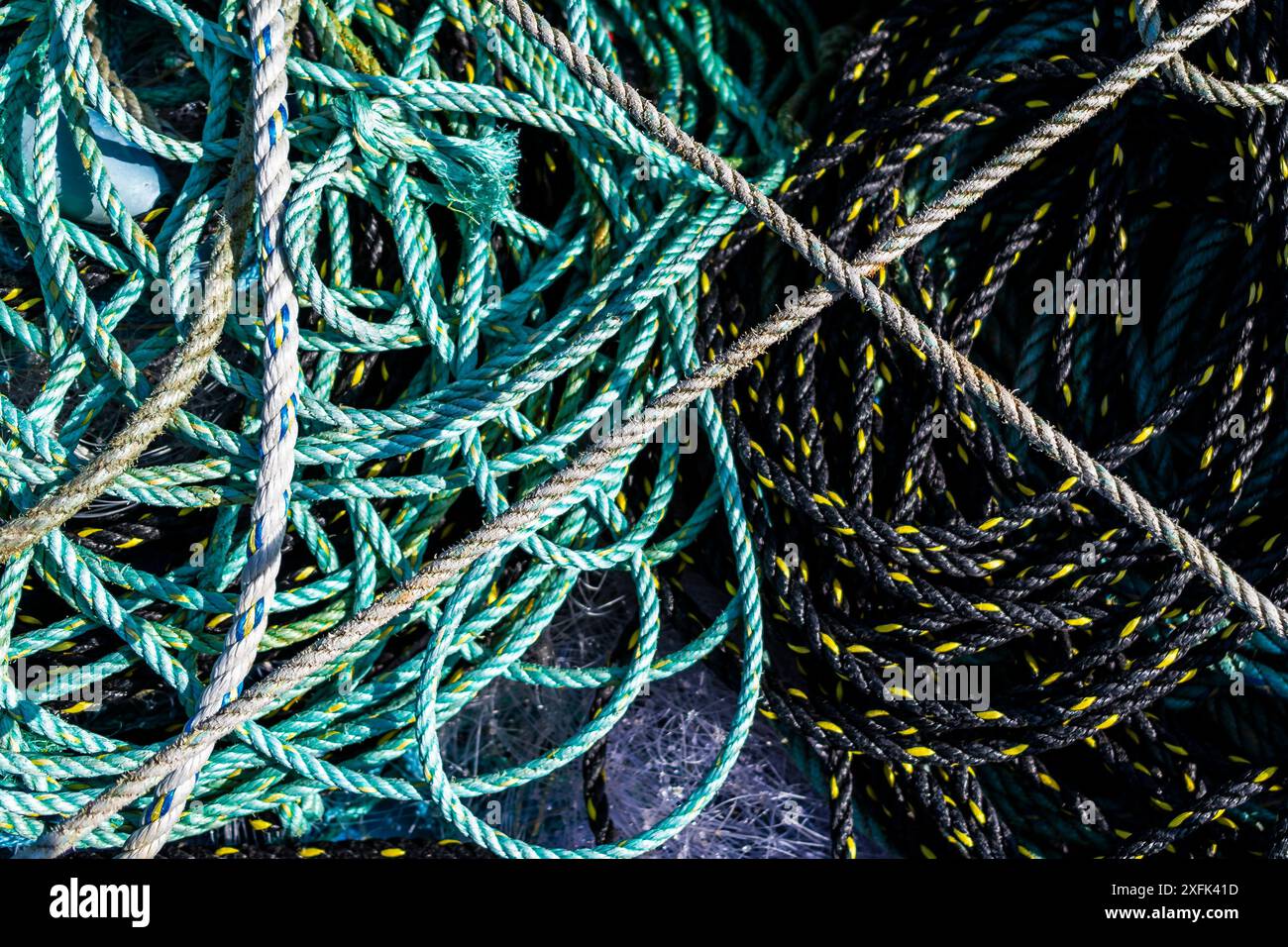 Coils of nylon Polypropylene rope used for commercial fishing in ...