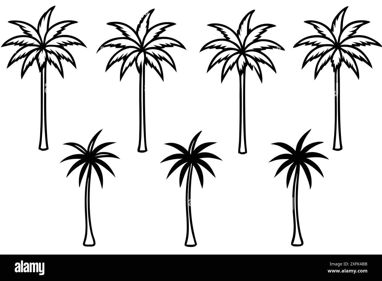 Palm Tree Stunning Line Art Illustration Ideas Collection Stock Vector ...