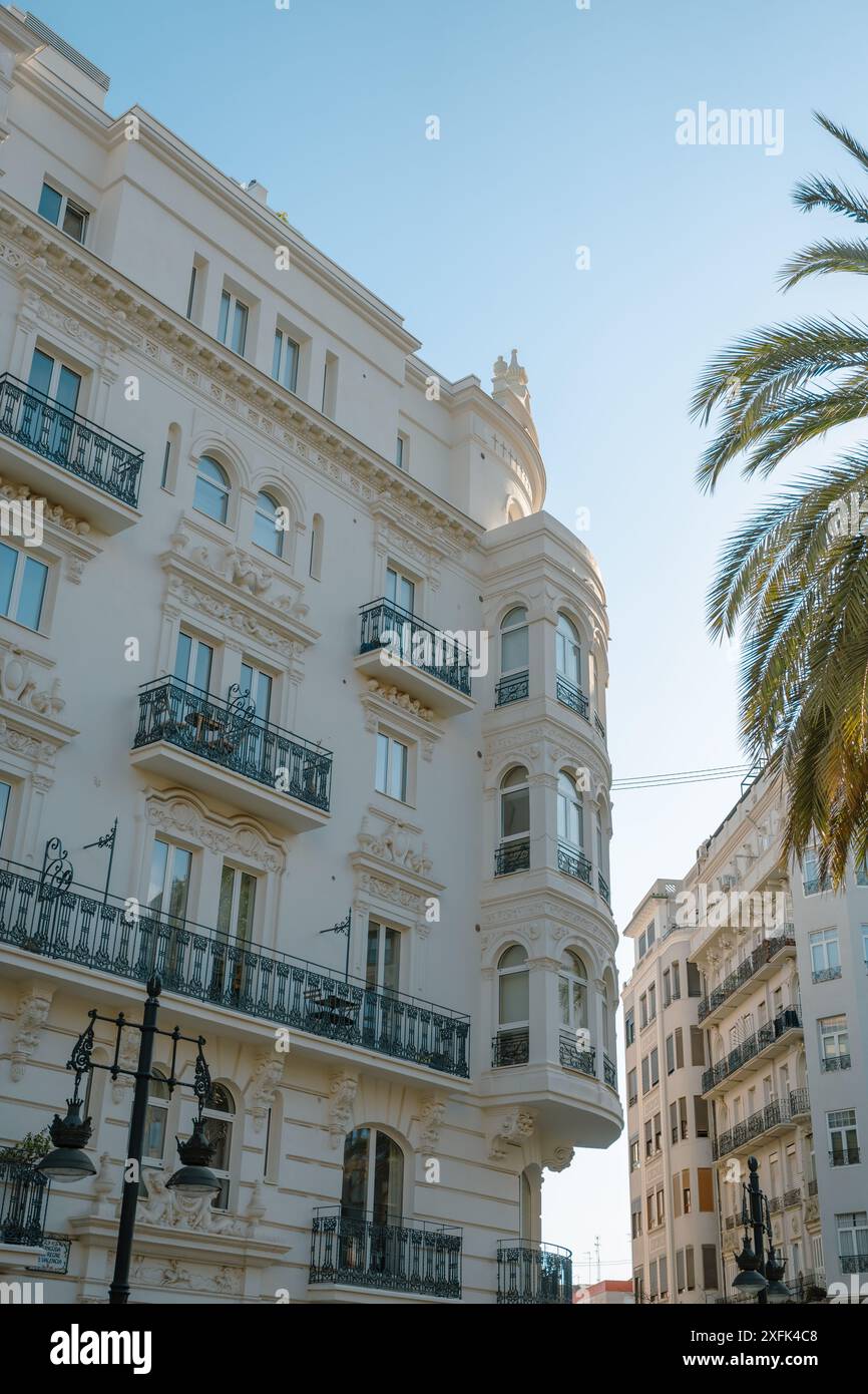 Elegant historic building with ornate architectural details, balconies ...
