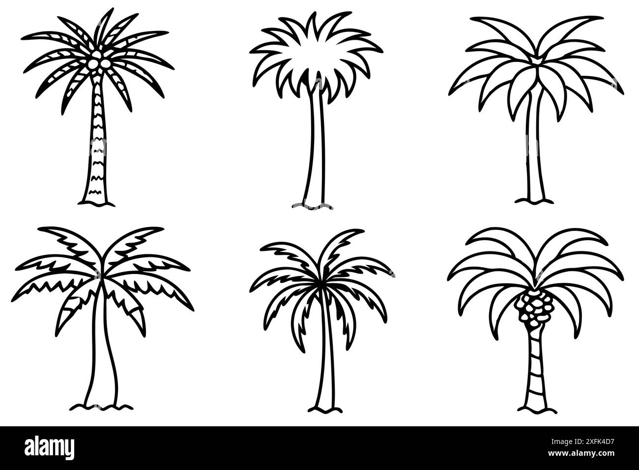 Palm Tree Stunning Line Art Illustration Ideas Collection Stock Vector ...
