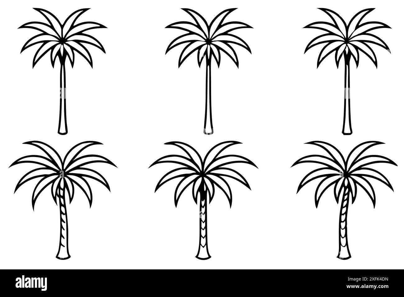 Palm Tree Stunning Line Art Illustration Ideas Collection Stock Vector ...