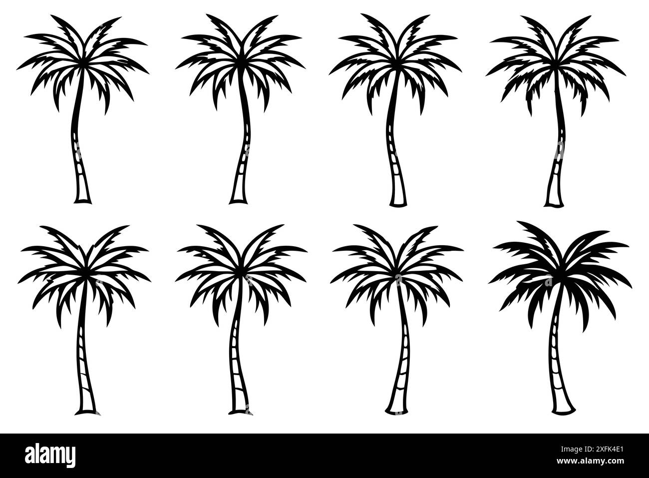Palm Tree Stunning Line Art Illustration Ideas Collection Stock Vector ...