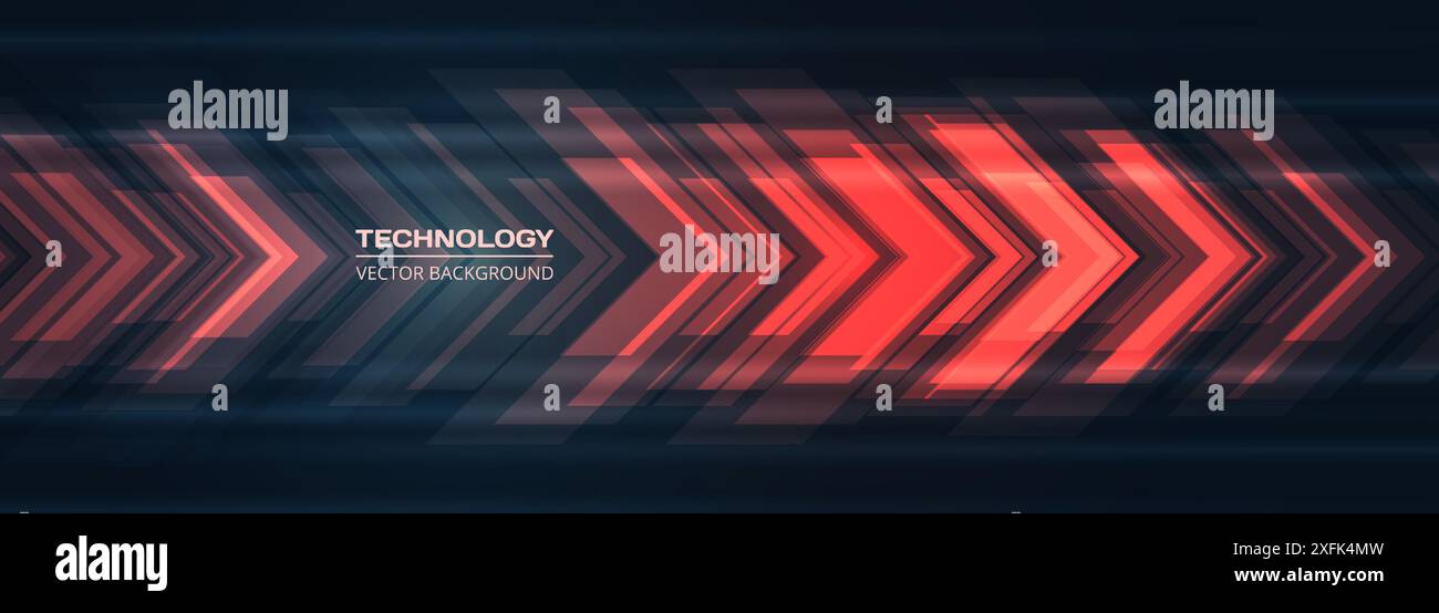 Red technology arrows on dark futuristic abstract background. High ...