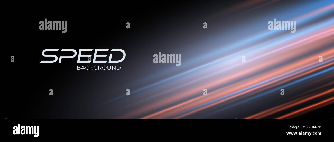 Blue and red high-speed movement light effect on black abstract ...