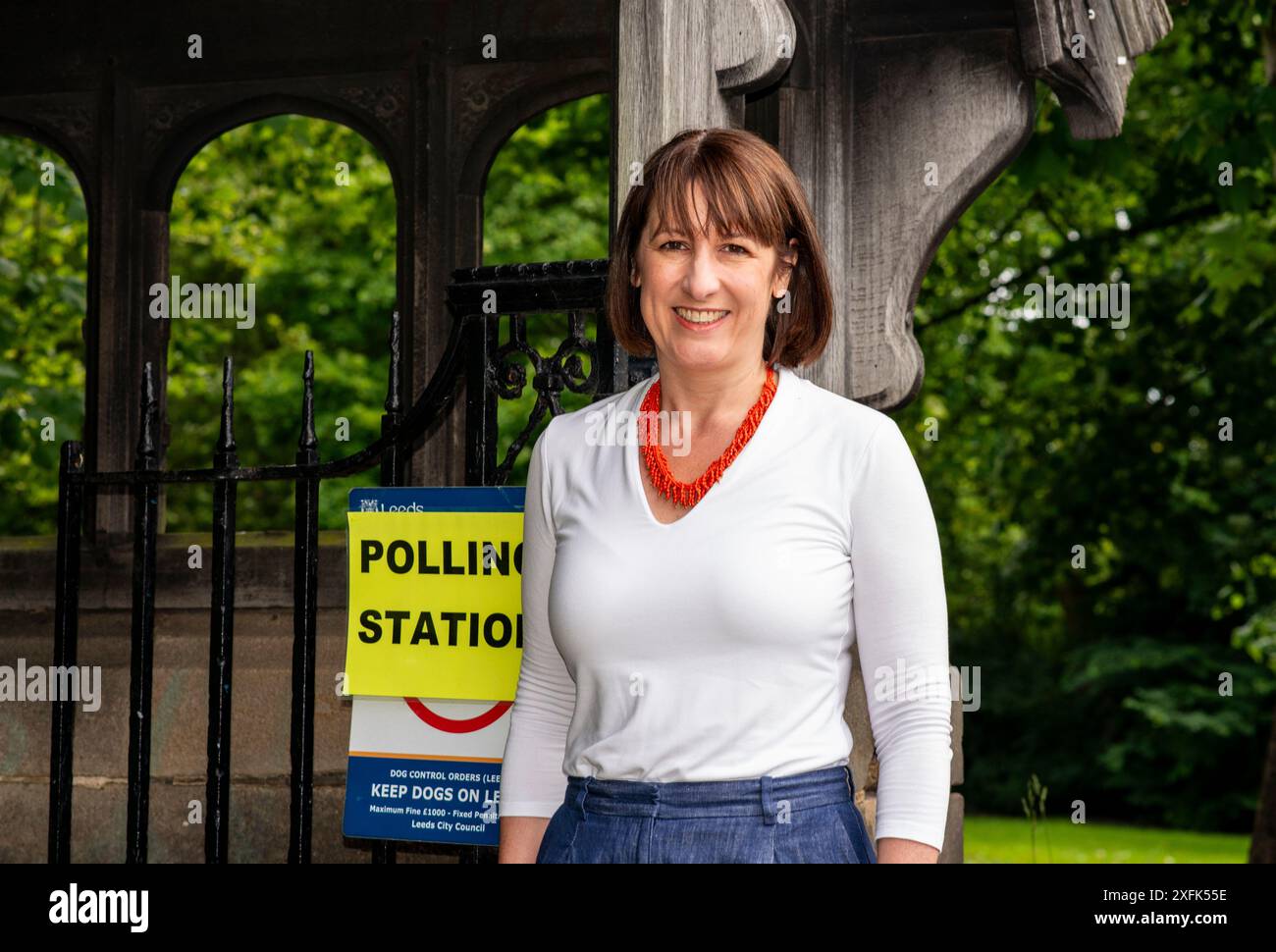 Pudsey, Leeds, UK. 4th July, 2024. Shadow chancellor Rachel Reeves ...