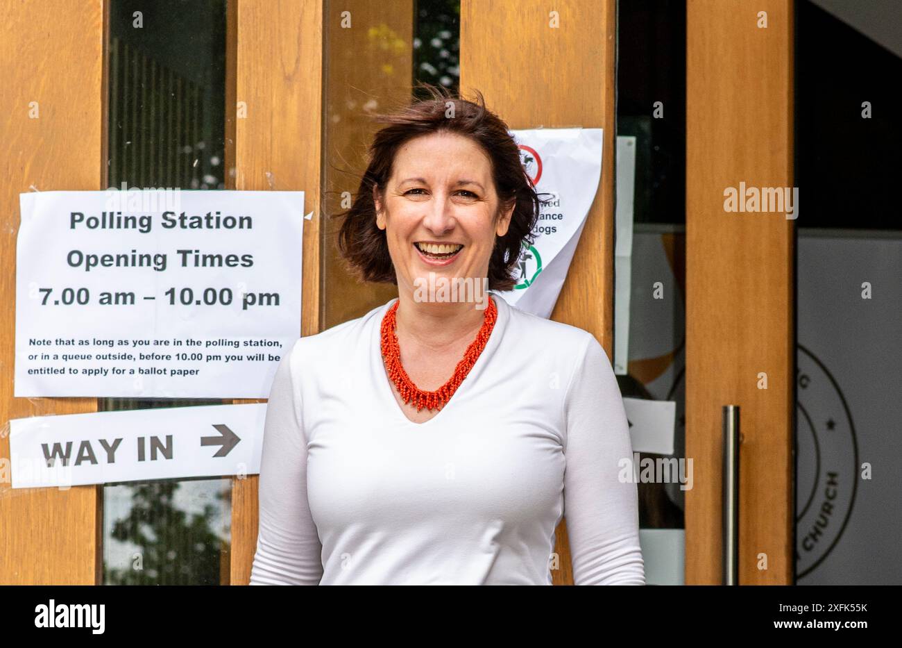 Pudsey, Leeds, UK. 4th July, 2024. Shadow chancellor Rachel Reeves ...
