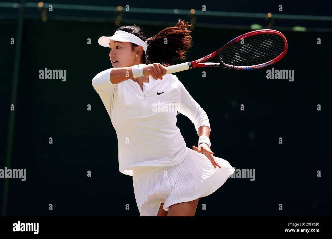 Yafan Wang in action against Madison Keys (not pictured) on day four of ...