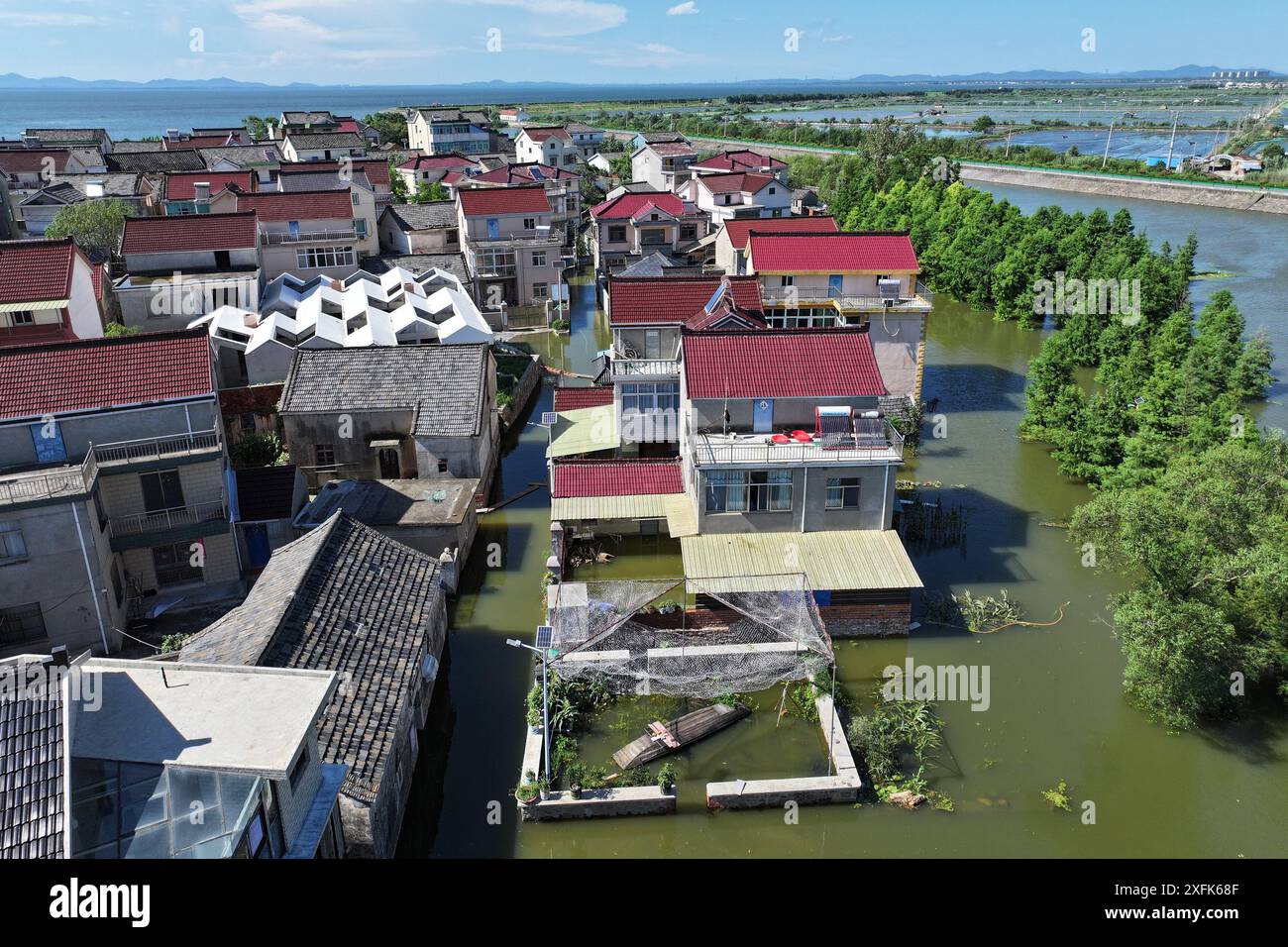 NANJING, CHINA - JULY 4, 2024 - The water level of Shijiu Lake rises ...