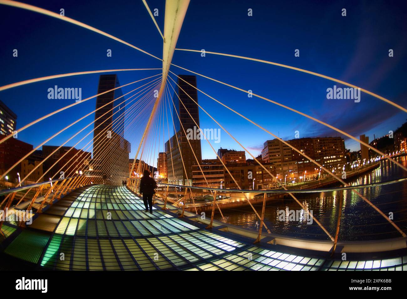 Night view of the Zubizuri bridge project by Santiago Calatrava in ...