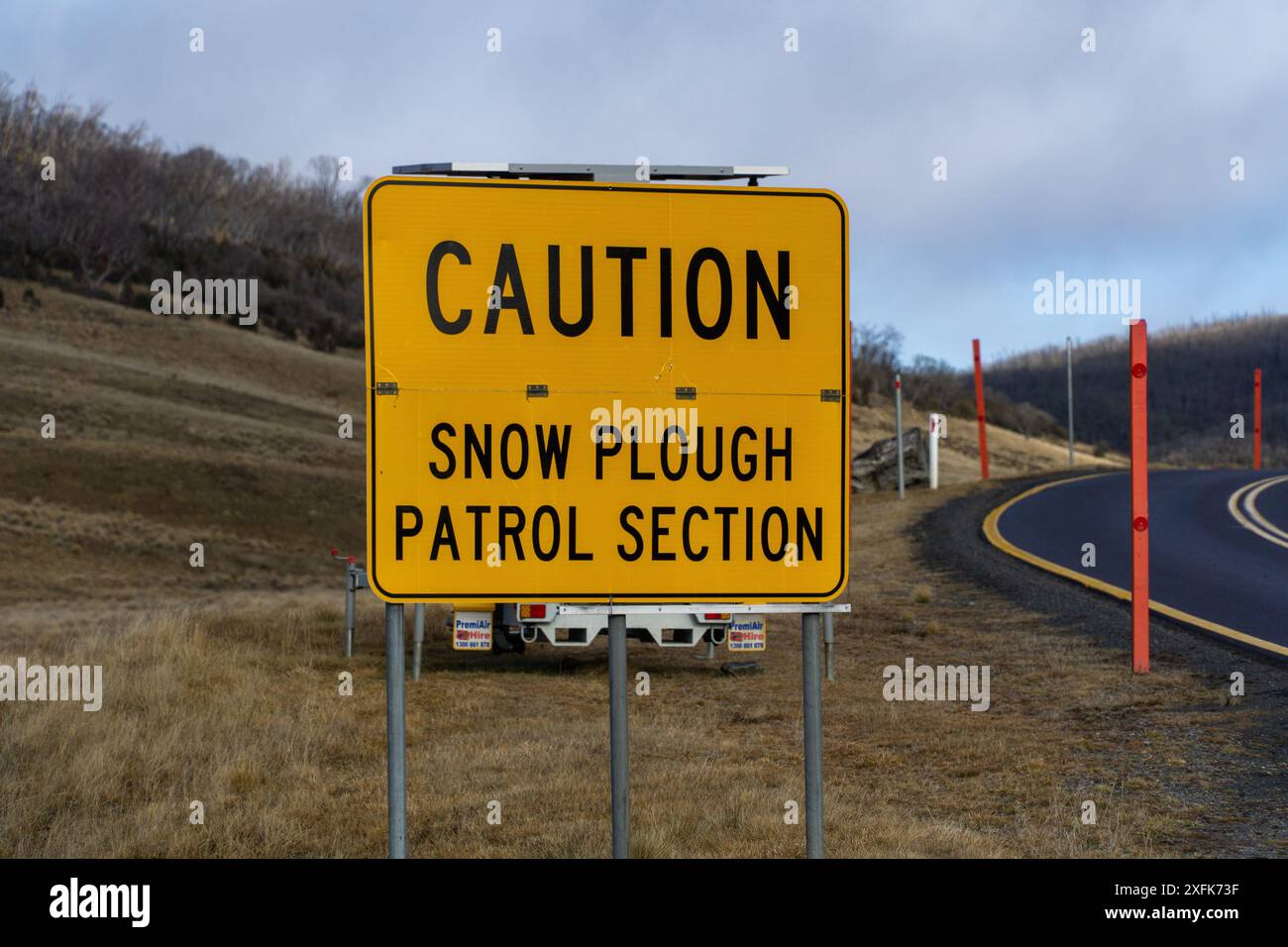 The link road Kosciuszko National Park Australia, 4th July 2024; Yellow ...