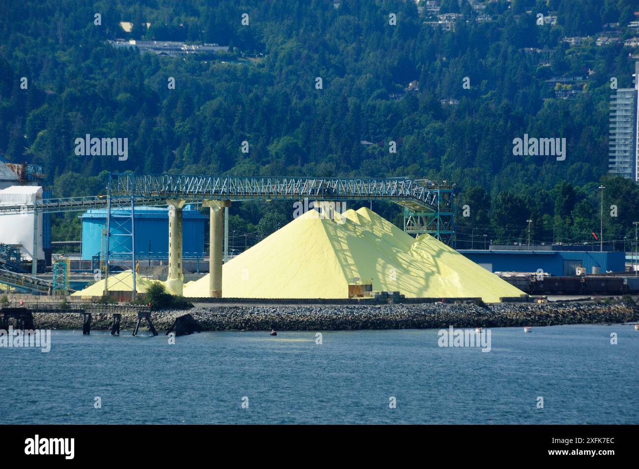 Vancouver, Canada - 23rd June 2024:Giant pile of yellow sulphur powder ...