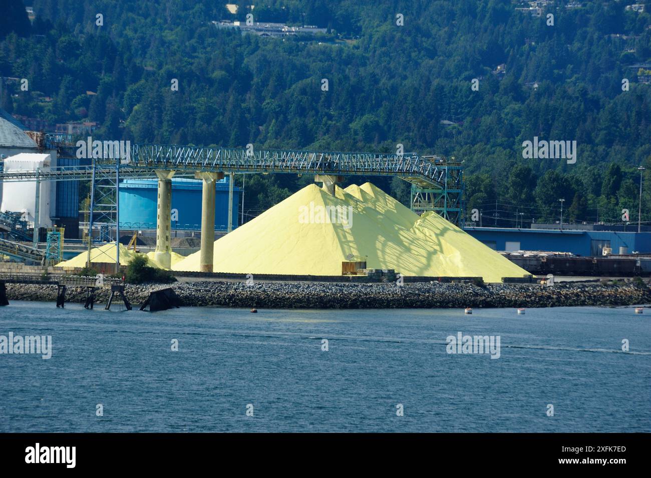 Vancouver, Canada - 23rd June 2024:Giant pile of yellow sulphur powder ...