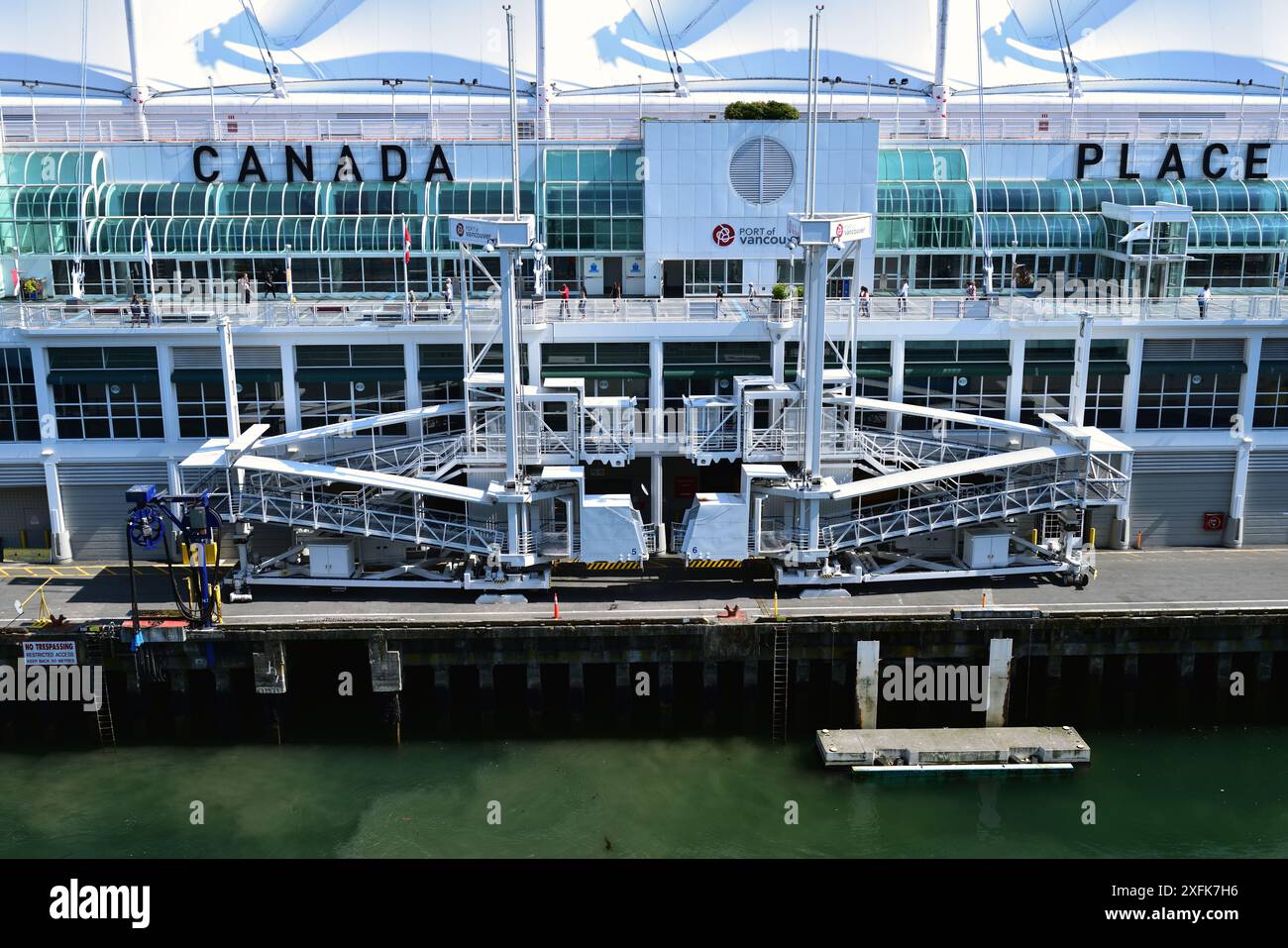 Vancouver, Canada - 23rd June 2024:Cruise ship passenger loading ramps ...