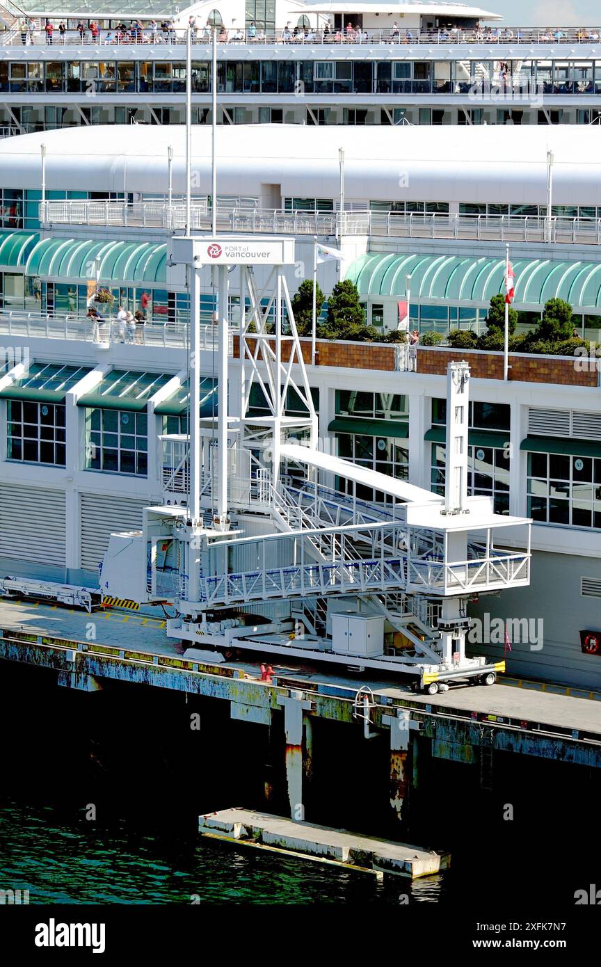 Vancouver, Canada - 23rd June 2024:Cruise ship passenger loading ramps ...
