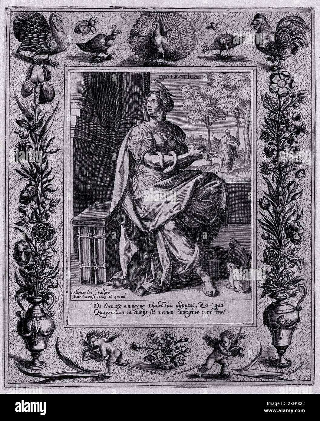 A woman in a flowing robe sits beside a bookshelf, her gaze directed ...