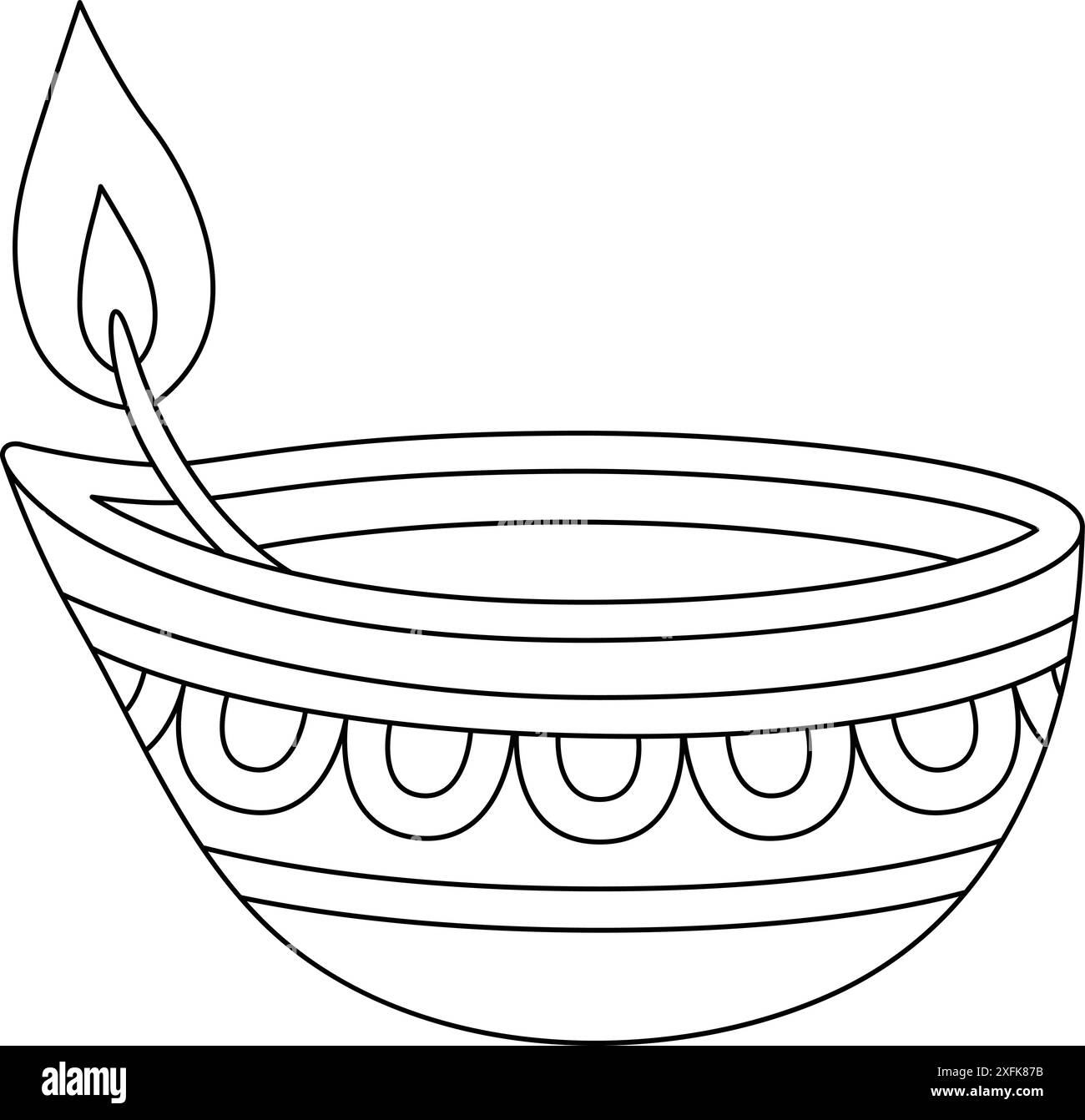 Diwali Diyas Isolated Coloring Page for Kids Stock Vector Image & Art ...