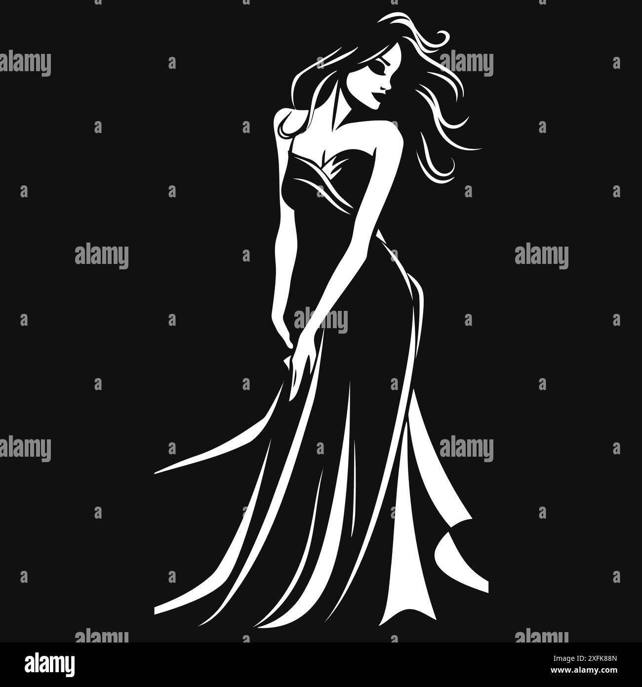 Flowing white dress Black and White Stock Photos & Images - Alamy