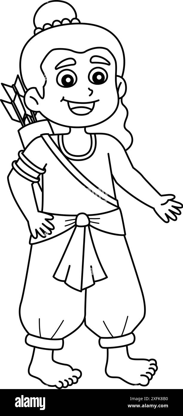 Diwali Rama Isolated Coloring Page for Kids Stock Vector Image & Art ...