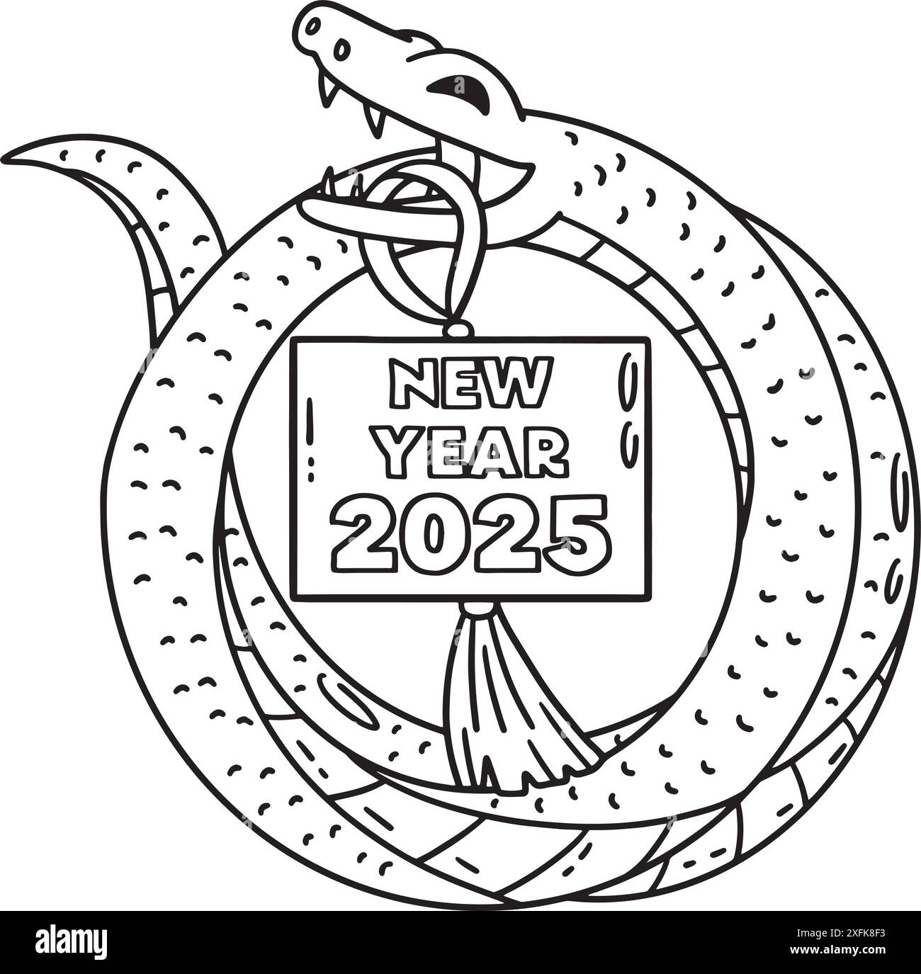 Year of the Snake New Year 2025 Isolated Coloring Stock Vector Image ...