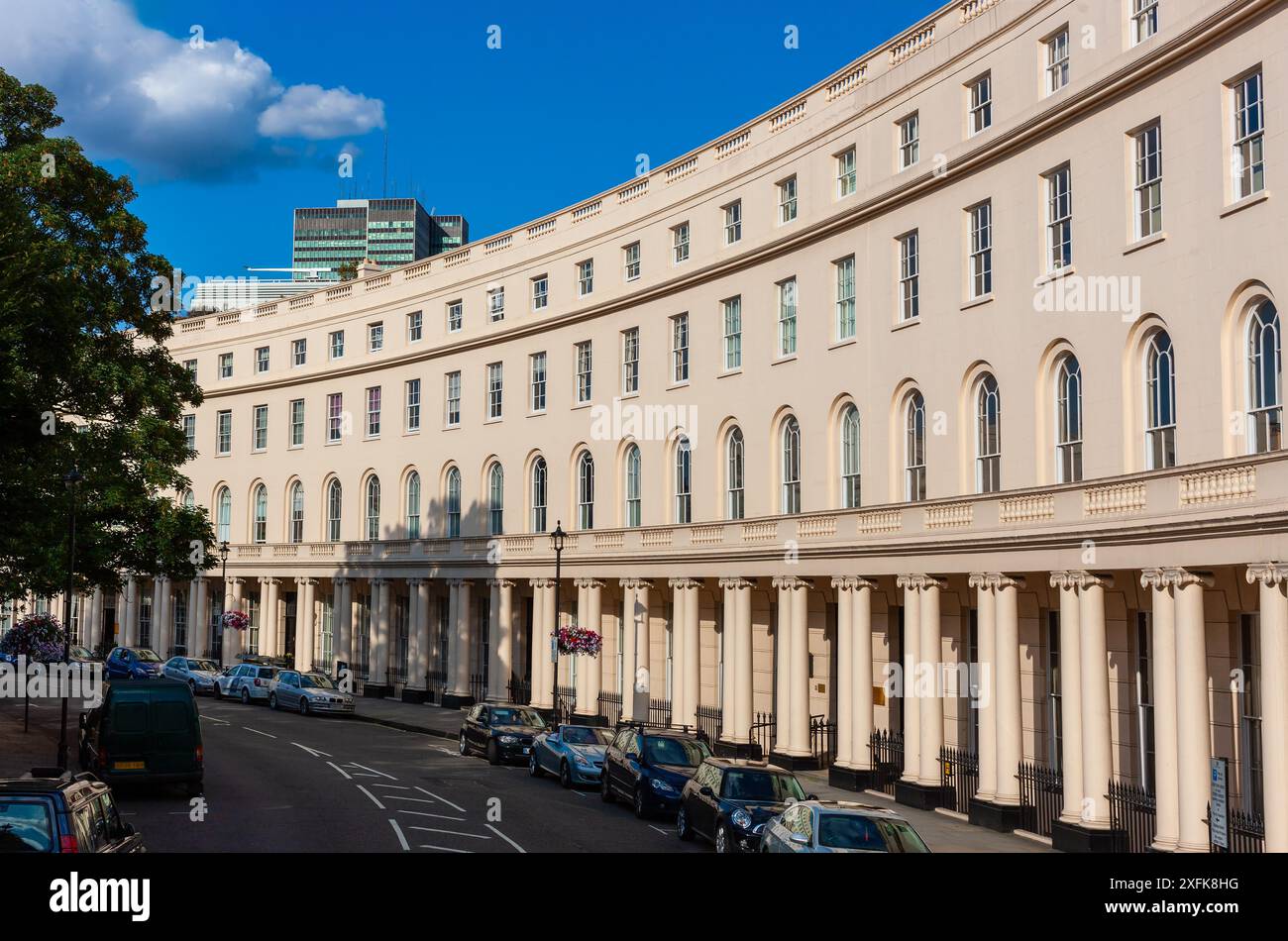Park Crescent across from Regents Park. London, United Kingdom. Curved ...