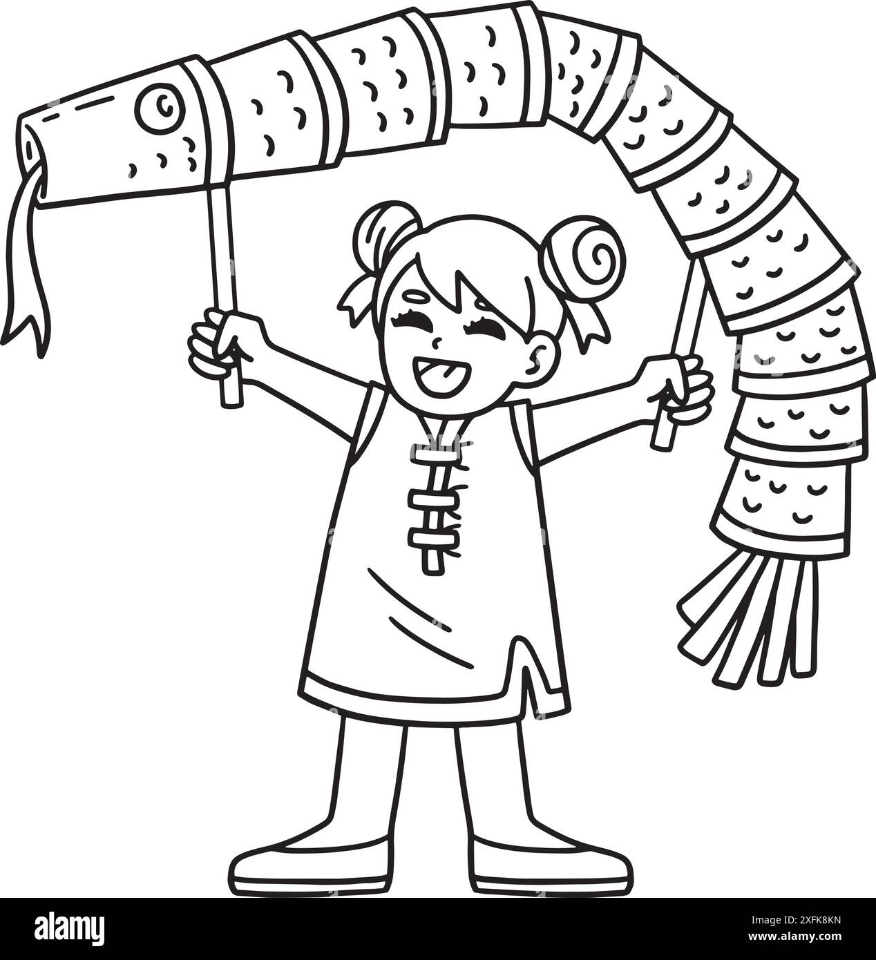 Year of the Snake Child with Snake Puppet Isolated Stock Vector Image ...