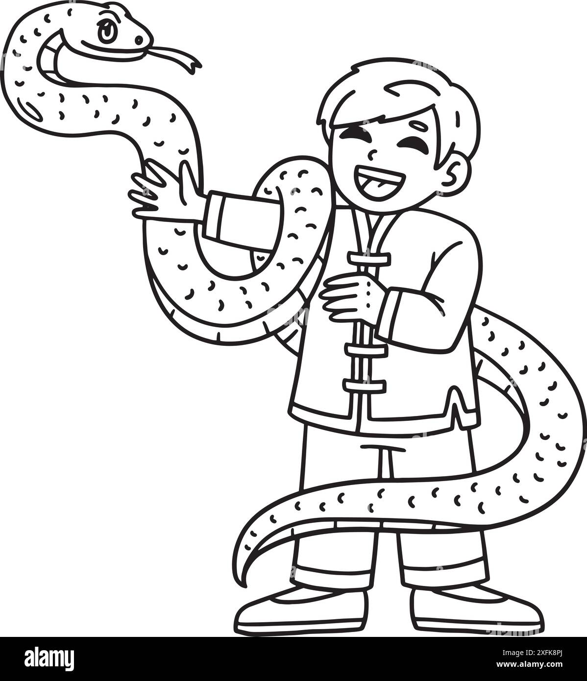 Year of the Snake Child Snake Isolated Coloring Stock Vector Image ...