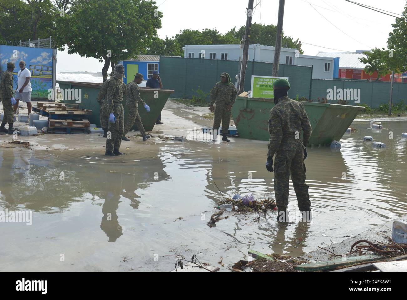 MIAMI, FLORIDA - July 01: Members of Barbados Defense Force is seen ...