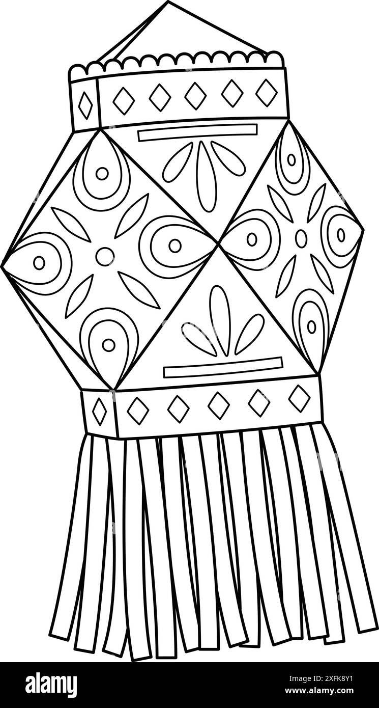 Diwali Lanterns Isolated Coloring Page for Kids Stock Vector Image ...
