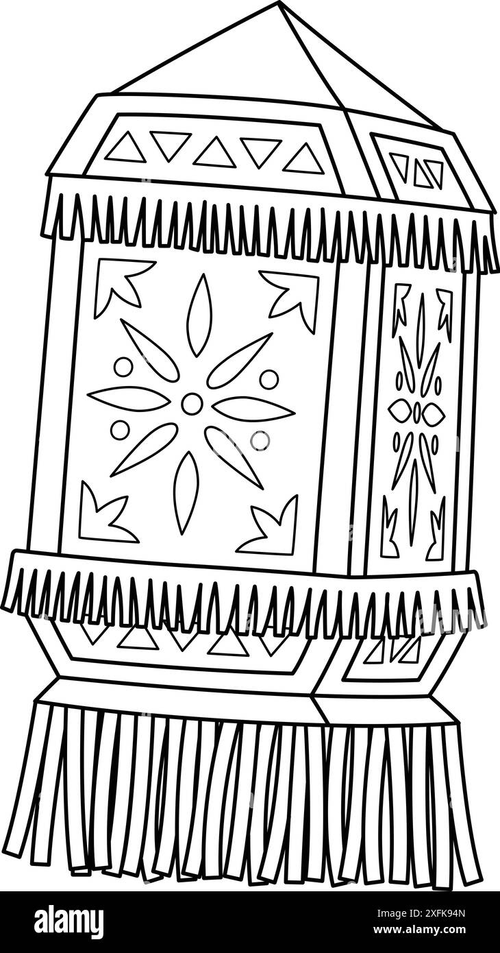 Diwali Lanterns Isolated Coloring Page for Kids Stock Vector Image ...