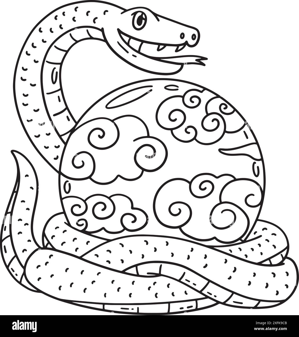 Year of the Snake and Orb Isolated Coloring Page Stock Vector Image ...