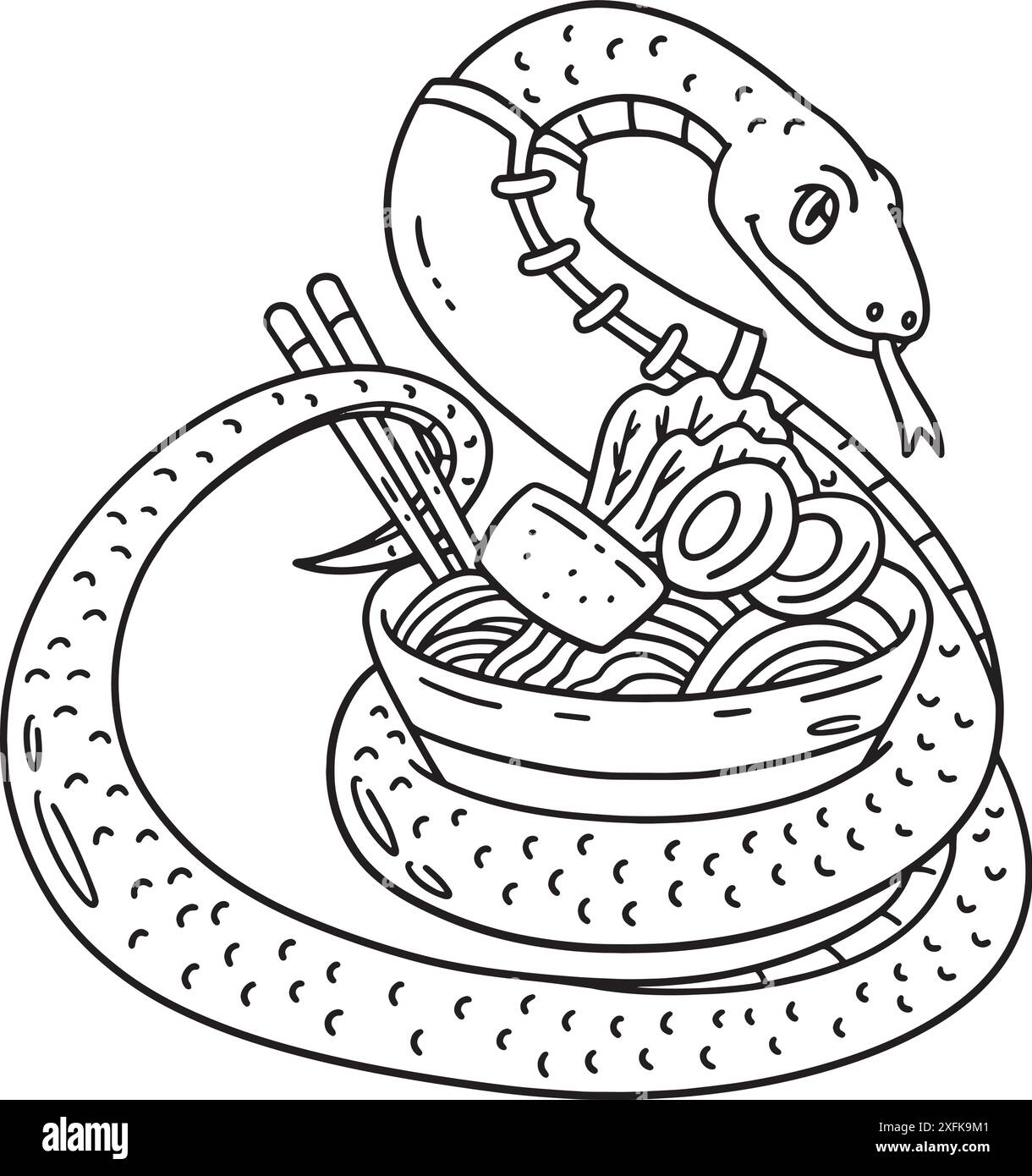 Year of the Snake Bowl Of Noodles Isolated Stock Vector Image & Art - Alamy